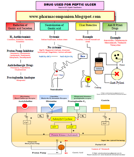 PHARMACOMPANION: PEPTIC ULCER DRUGS CLASSIFICATION AND MOA