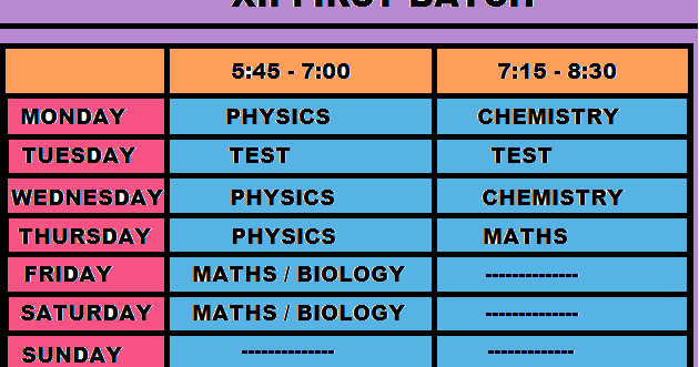 Re-Scheduled Time Table Class 12th