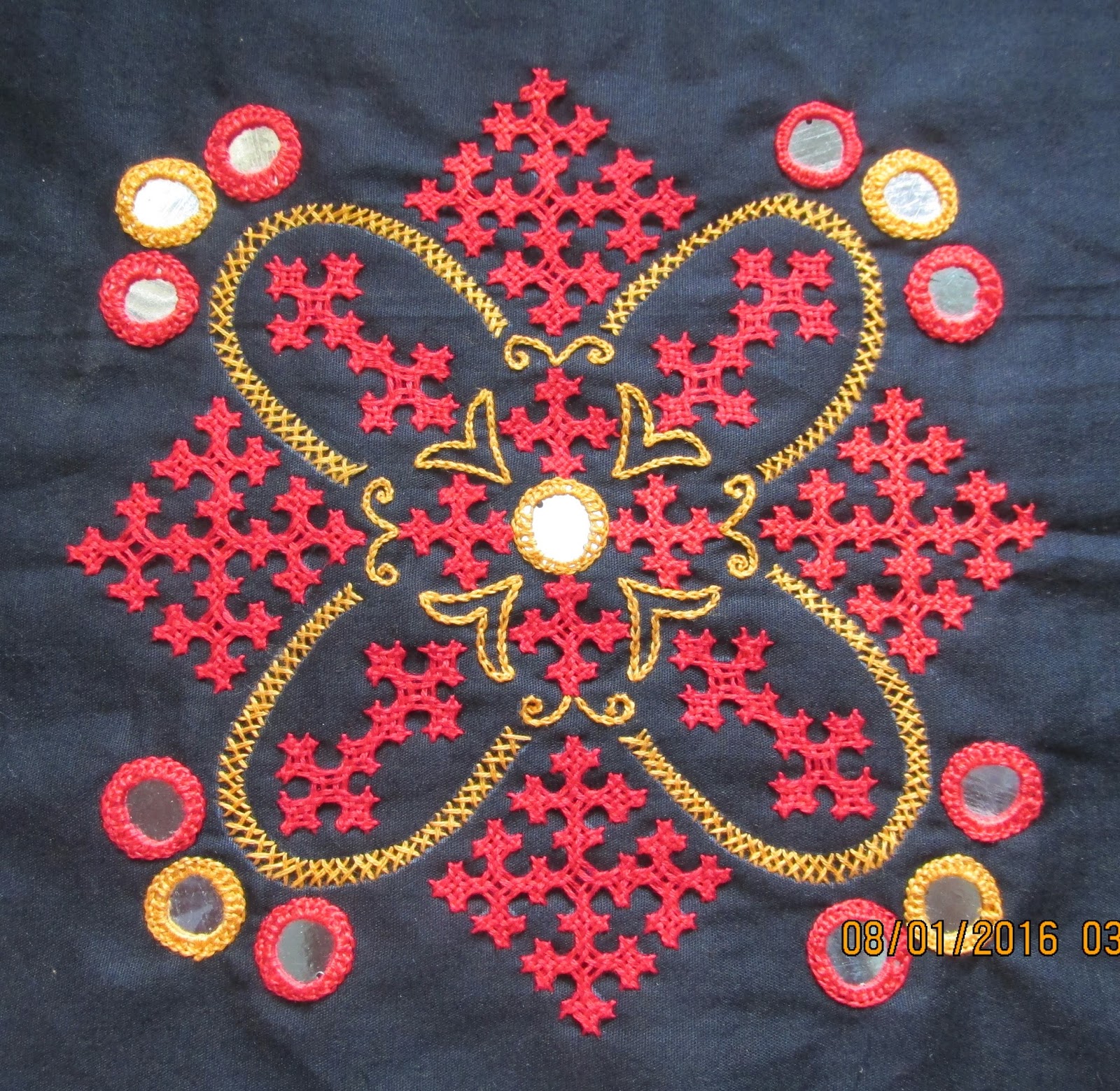 MY CRAFT WORKS: Kutch work motif and a cross stitch Ta..da