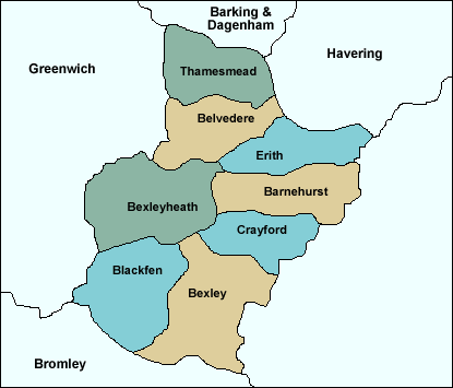 Bexley Map Region Political | Map of London Political Regional