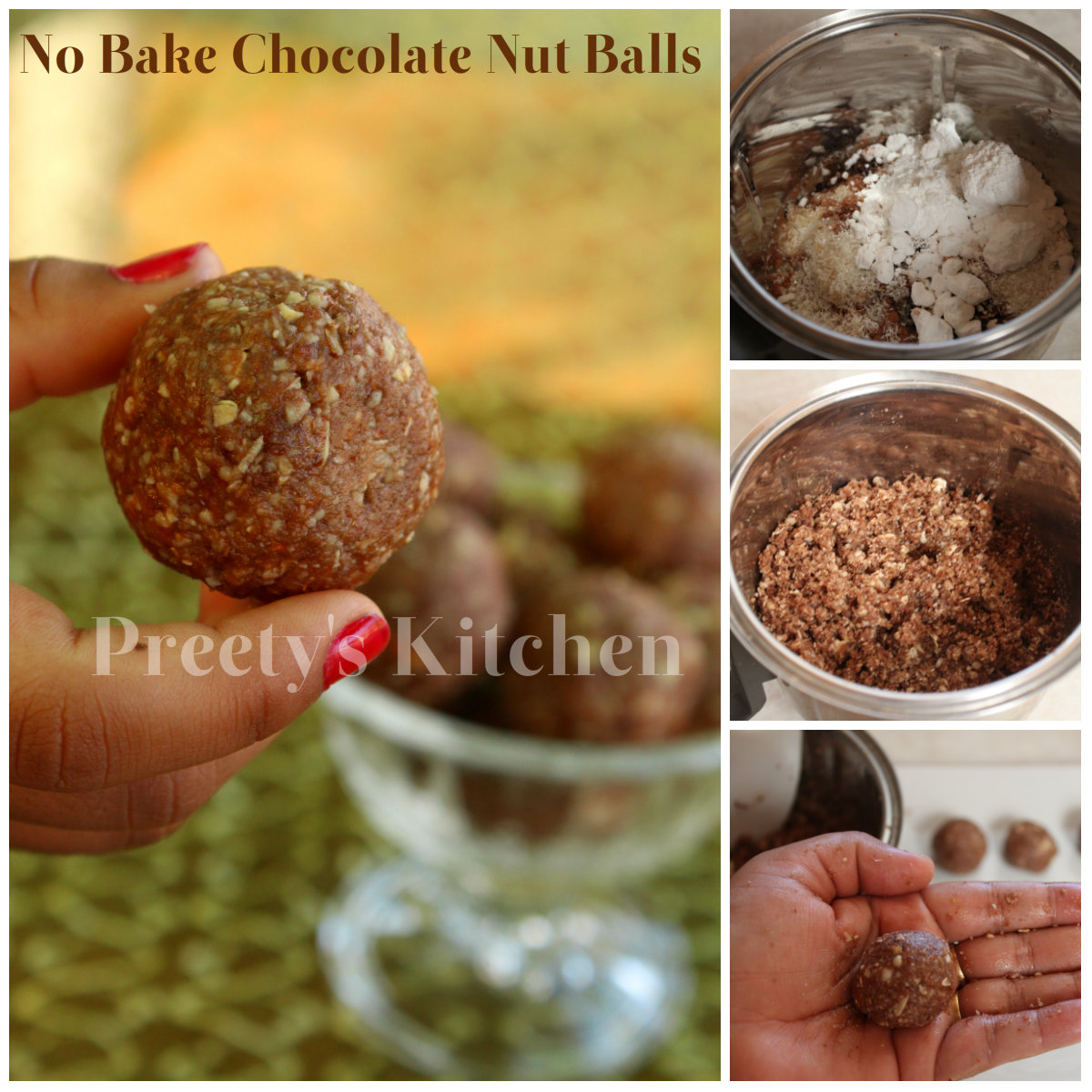 Preety's Kitchen: No Bake Chocolate Nut Balls ( Vegan Dessert )