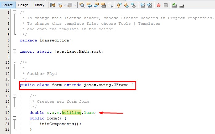 Program Menghitung Luas Dan Keliling Segitiga Dengan JFrame Di Netbeans
