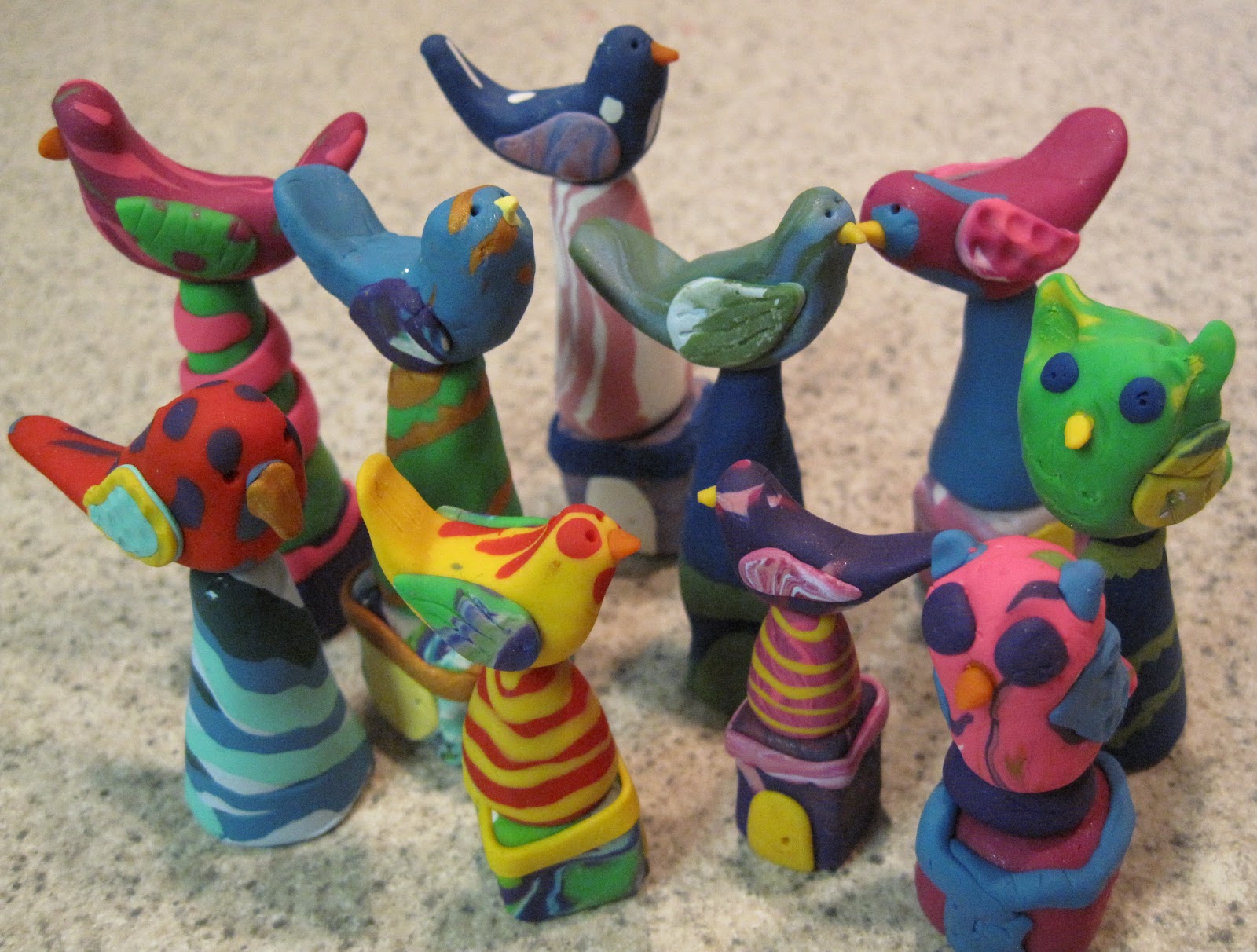 Angela Anderson Art Blog: Polymer Clay Birds & Houses - After School Art