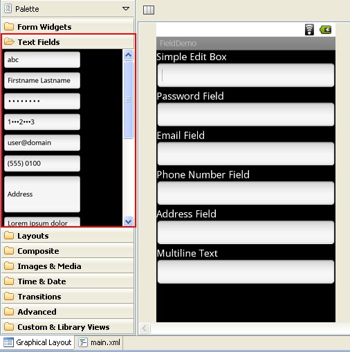 Android Creating Some Basic Input Fields