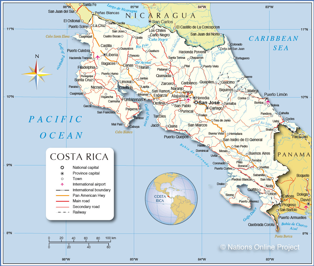 Mapas Geográficos da Costa Rica
