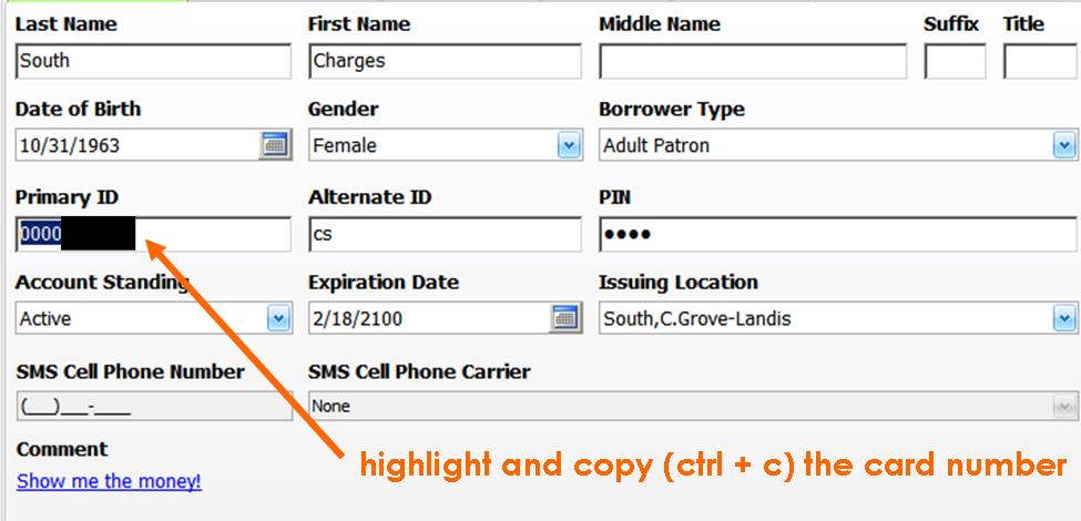 Reference Staff: printing library card numbers