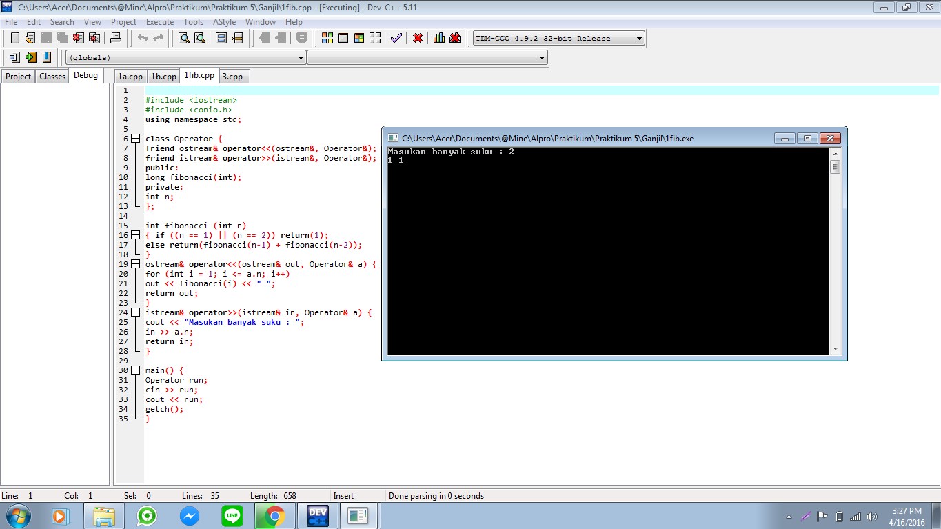Program Menghitung Deret Fibonacci dengan Fungsi Rekursif Program Menghitung Deret Fibonacci dengan Fungsi Rekursif