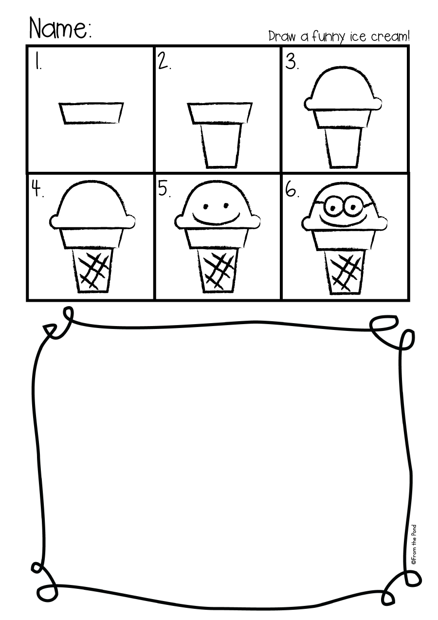 Funny Ice Cream Directed Drawing | From the Pond