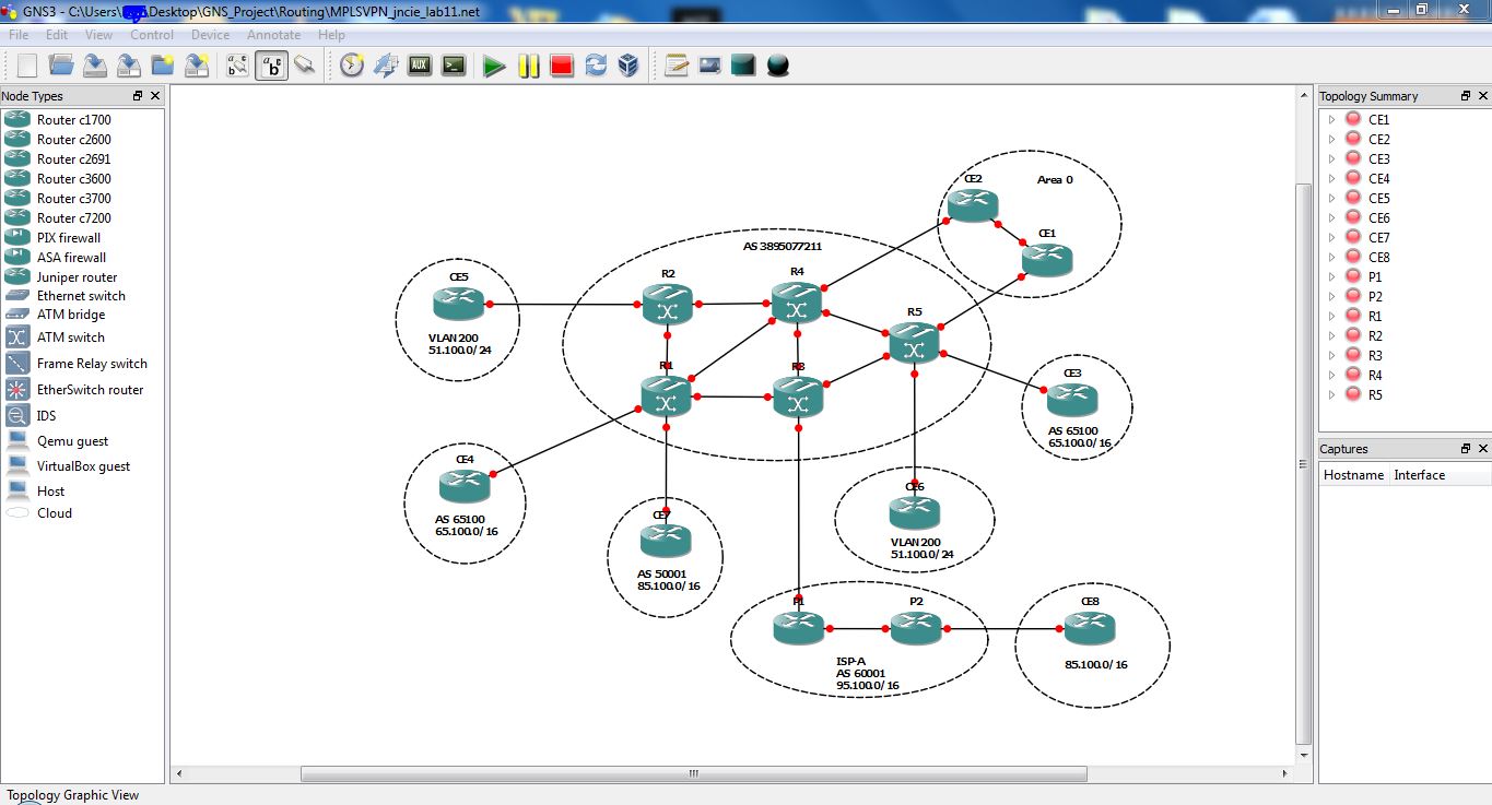FN2net: JNCIE-SP Lab with GNS3 + virtual box