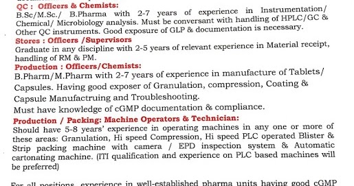 NABL GUIDELINES: ARISTO Pharmaceuticals - Walk-In Interviews for QA, QC, Stores, Production ...