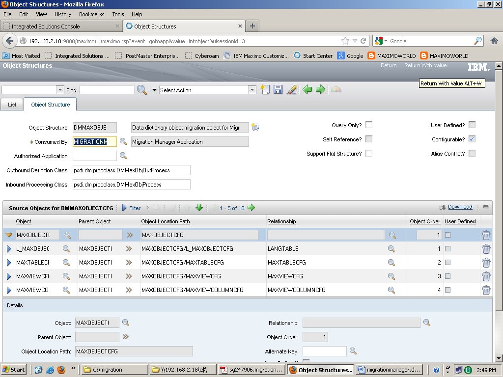 Maximo Functional And Configurations Migration Of An Object As A Database Type