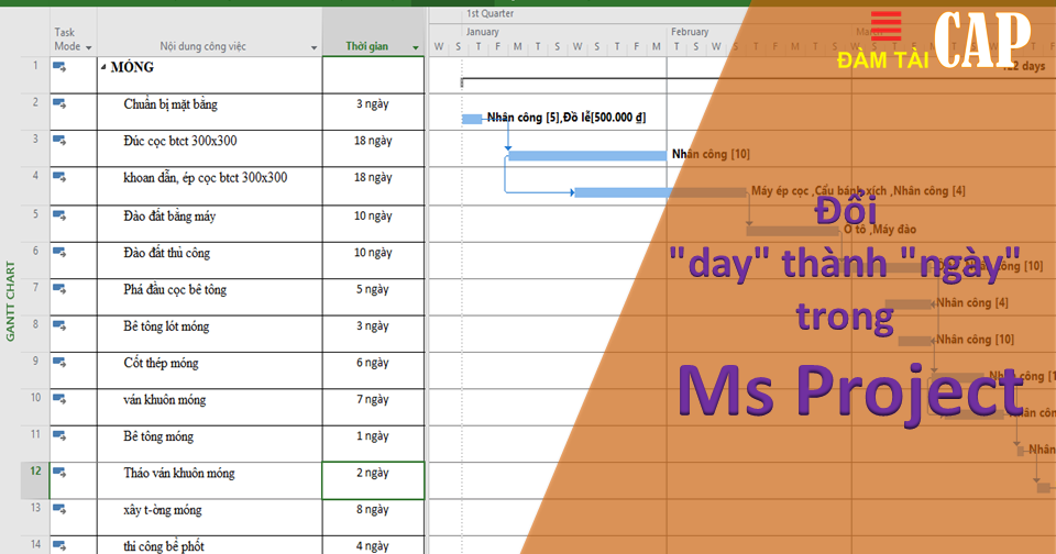 Đổi "day" thành "ngày" trong Ms Project ~ ĐÀM TÀI CAP