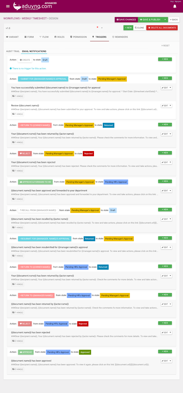 Rethink Workflow Support: Timesheet
