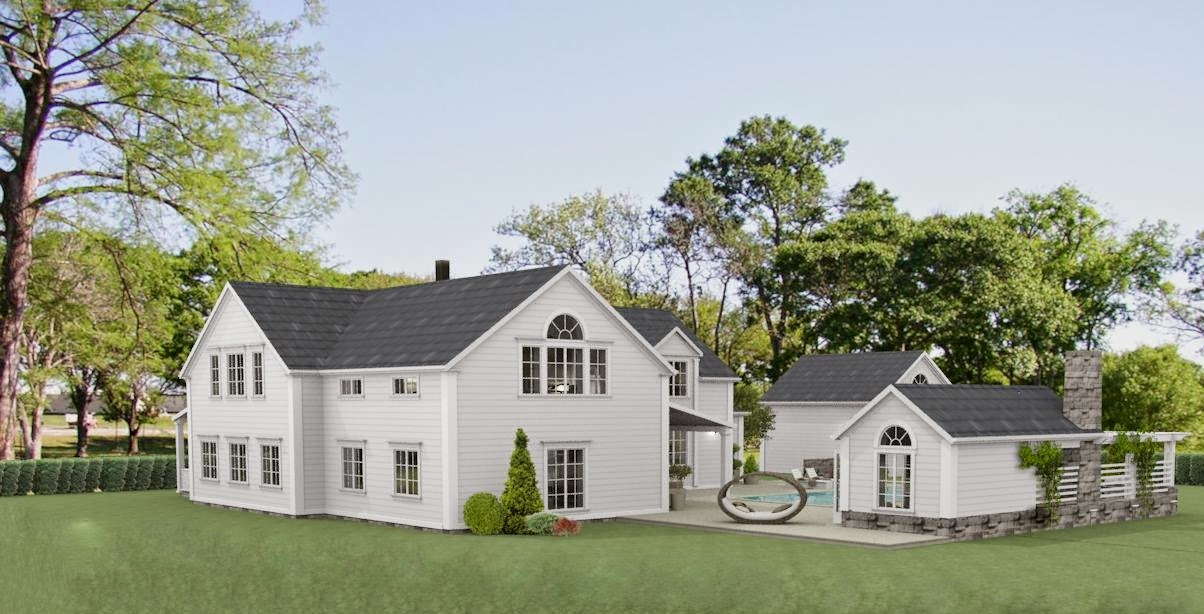 Den Vita Drömgården: 1,5 plans New England hus ritat för kund