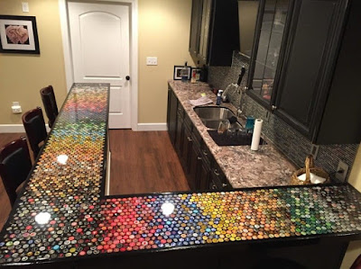 Man Transforms Bottle Cap Collection Into Stunning Countertop ...
