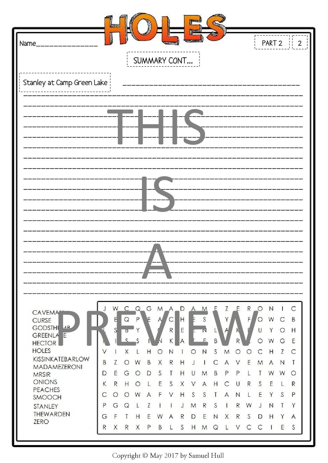 Holes (2003) - Movie Questions + Summary writing Activities ~ Movie ...