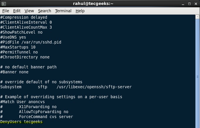 Deny SSH Access to Particular User and Group - TecGeeks News