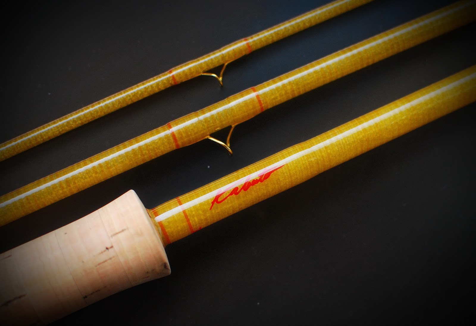 Handcrafted graphite and fiberglass fly rods: Kabuto brown