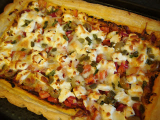 We Don't Eat Anything With A Face: Pesto and Antipasti Puff Pastry Tart