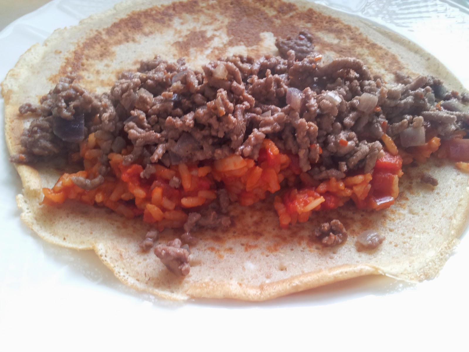 Sundt og lækkert: Tortillas med mexicanske ris og hakket oksekød