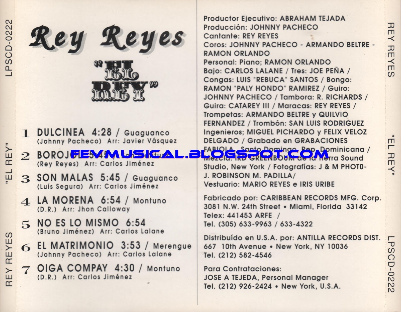 FEV MUSICAL: 1980's - Rey Reyes - El Rey (Rey Reyes)