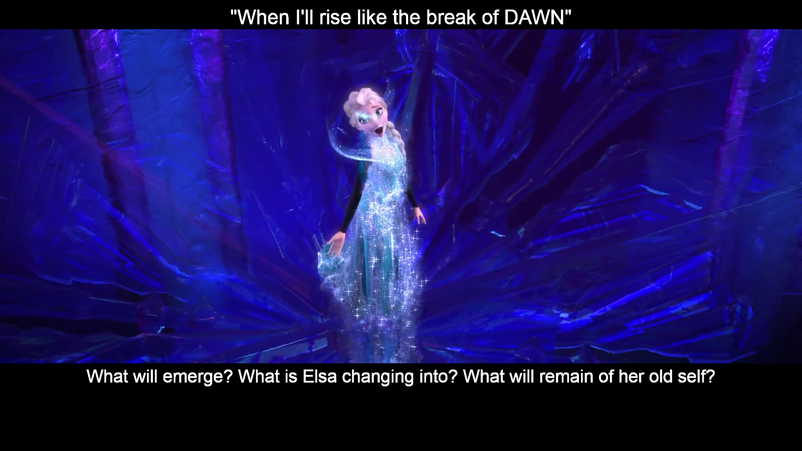 Elsa freezes her own hair and skin during "Let It Go": now with frame ...