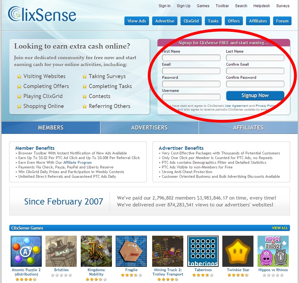 Trabalho em kza: Como se cadastrar no CLIXSENSE