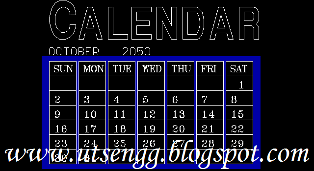 Full Month Calendar Cg In C Project C And C Project In C Language Project In C