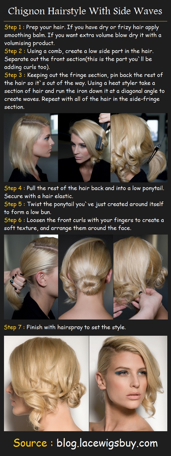 Chignon Hairstyle With Side Waves Tutorial | Pinterest Tutorials