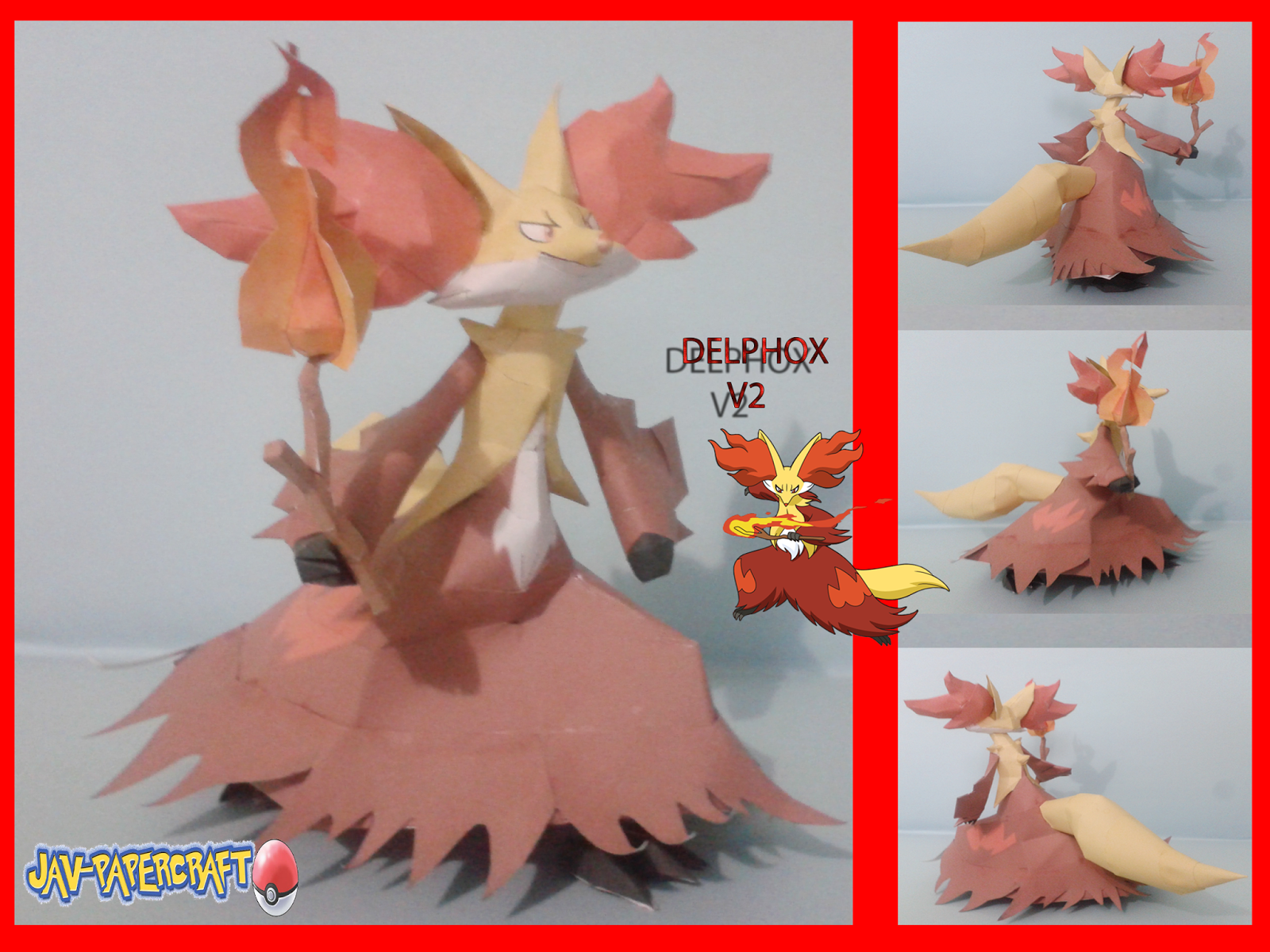 Delphox Paper Model ~ Paperkraft.net - Free Papercraft, Paper Model ...