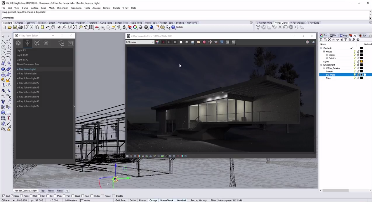 Night-time Exterior Lighting | Vray for Rhino | CG TUTORIAL