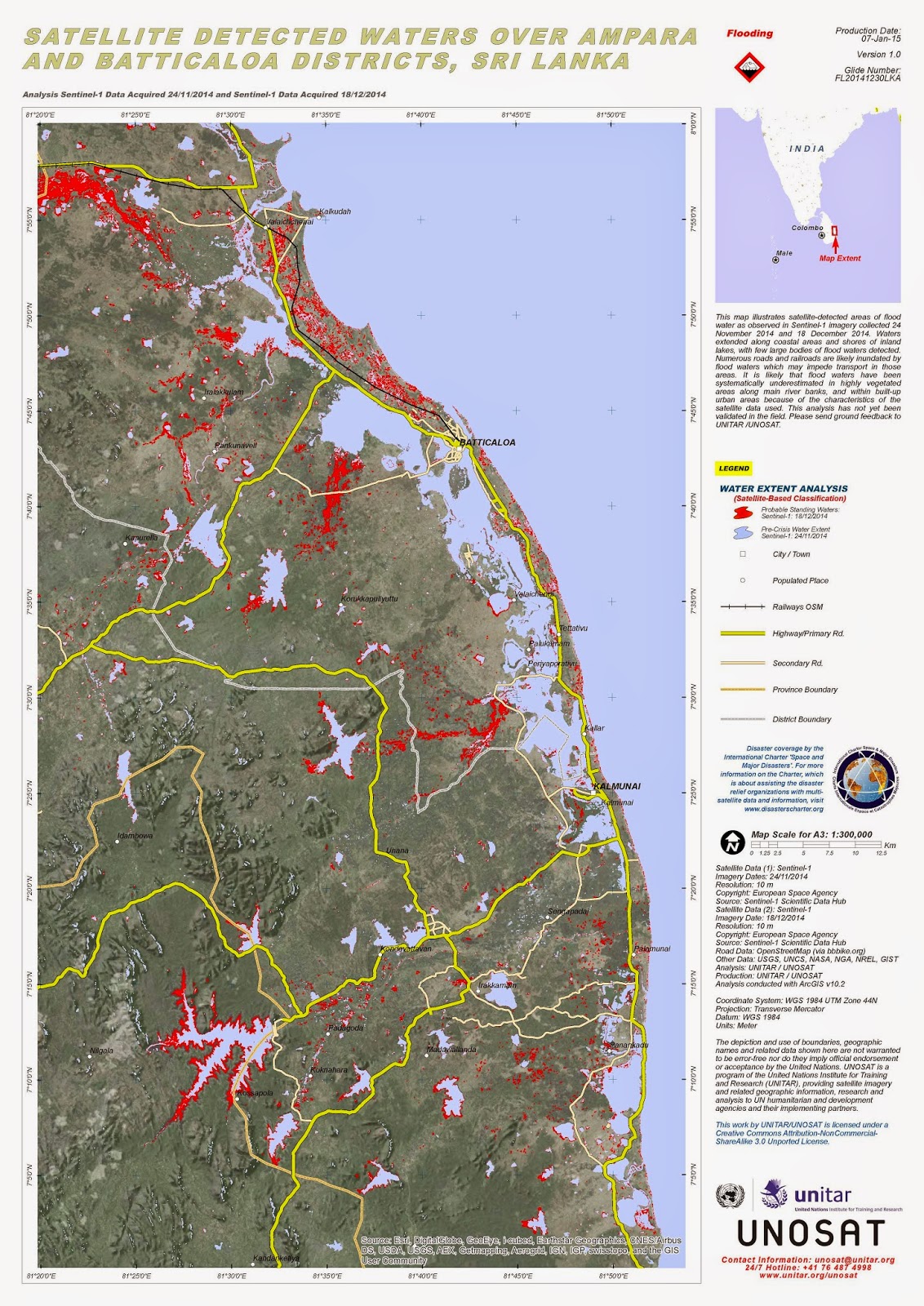 BattiNews: Flood waters over Ampara and Batticaloa Districts, Satellite images