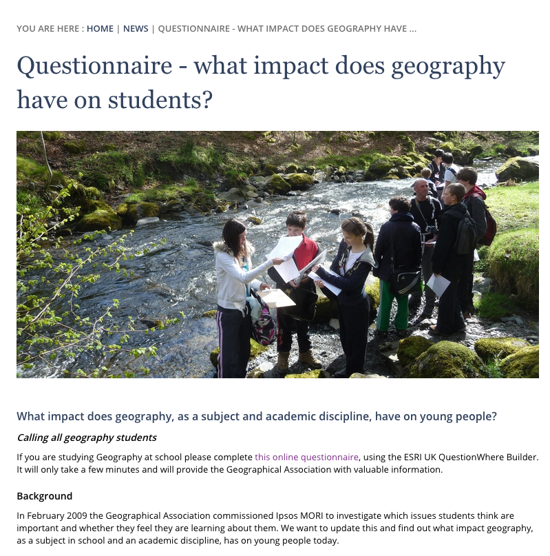 Questionnaire for students from Geographical Association...