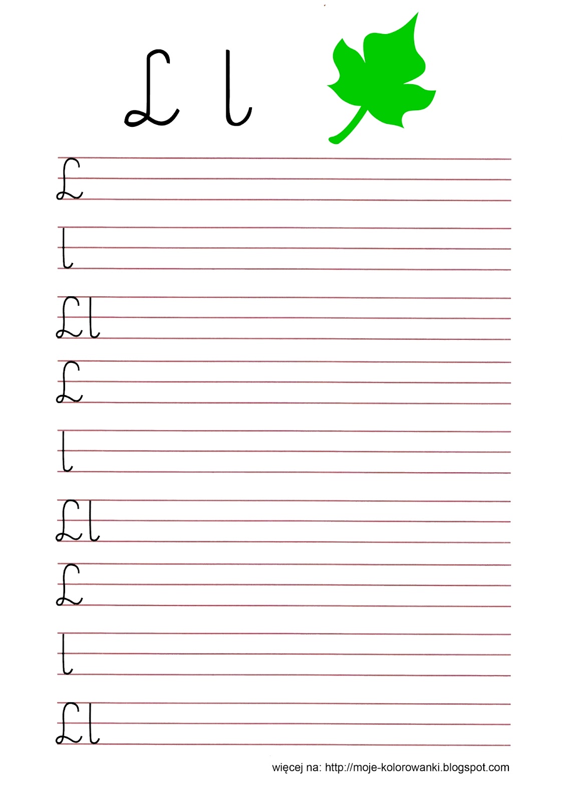 Kolorowanki dla dzieci: Litera L (karta pracy)