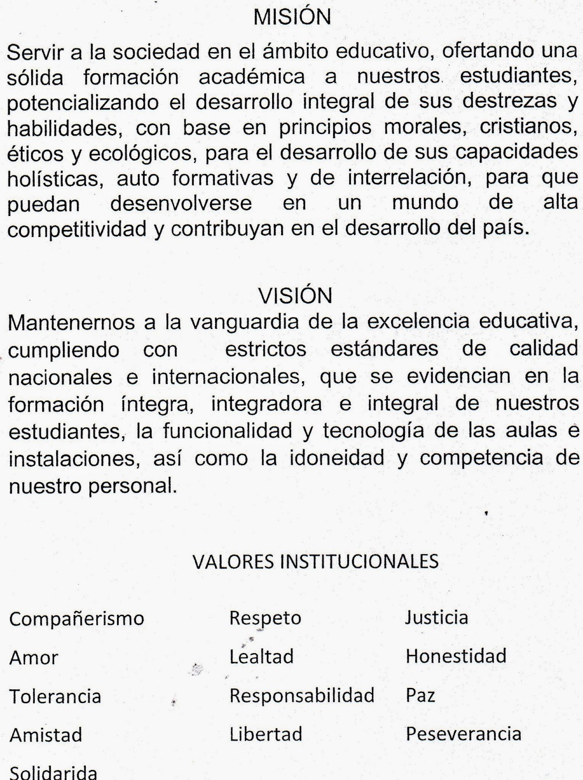 Mis tareas: Misión Visión y Valores Ecomundo