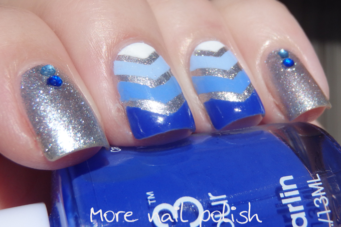 Silver & blue chevrons ~ More Nail Polish