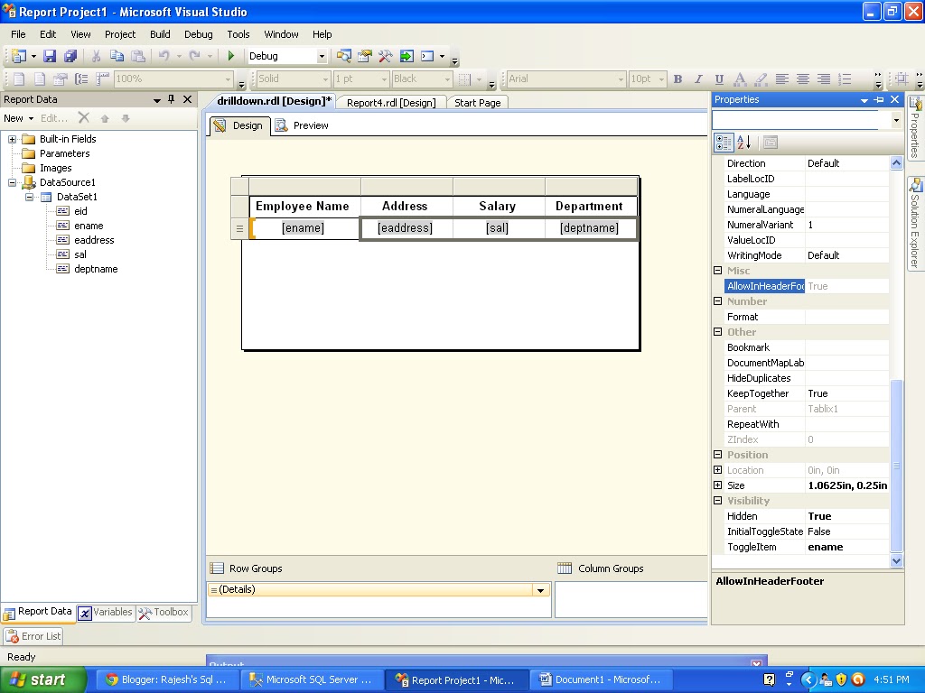 Rajesh's Sql Server Reporting Services: DrillDown Reports in SSRS