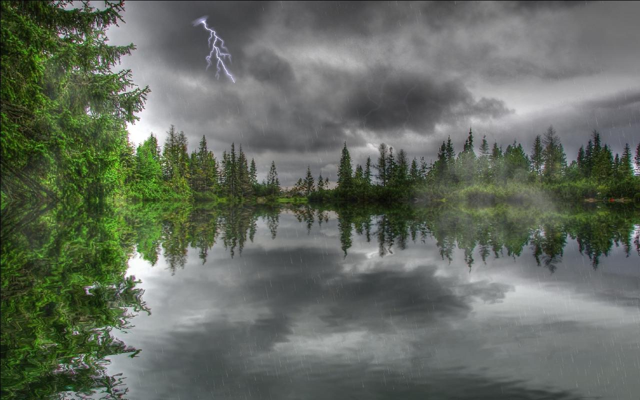 ALL DESKTOP'S WALLPAPERS: Thunder-with-rain-on-the-small-river-wallpapers