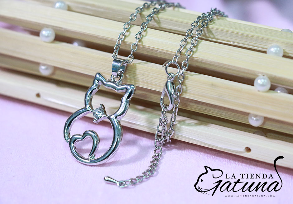 Cadena Gato Plateado - Piedra Brillante Ref.034 - La Tienda Gatuna ...