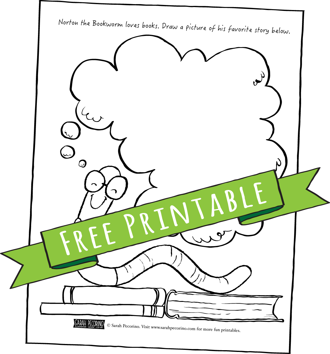 Sarah Pecorino Illustration: Clip Art Set: Norton the Bookworm and FREE ...
