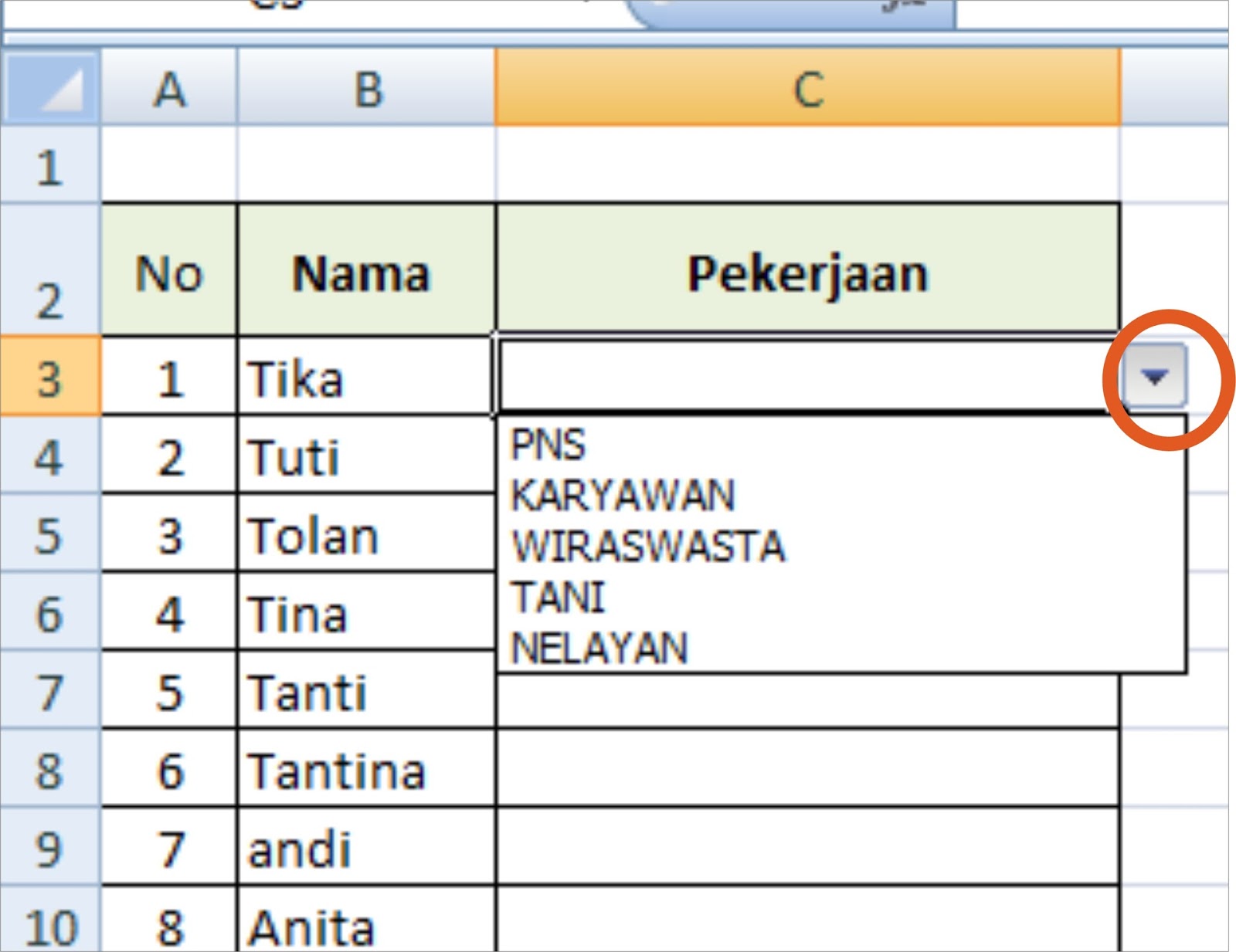 Cara Menciptakan Dropdown List Pada Ms Excel - belajar microsoft excel