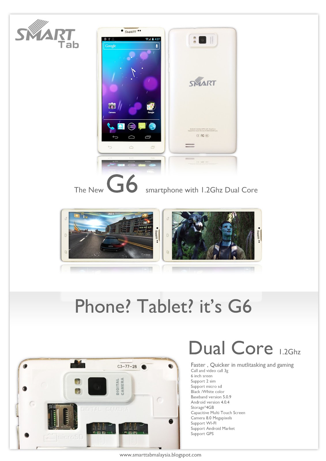 Smart Tab Malaysia: Phone or Tablet ? It's 6 inch G6 Smart phone