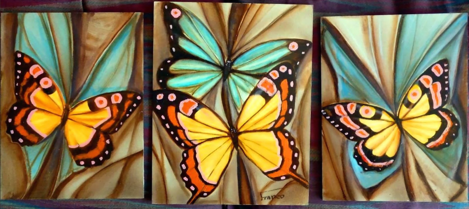 El arte es su máxima expresión : Pinturas de Trípticos Abstractos Modernos