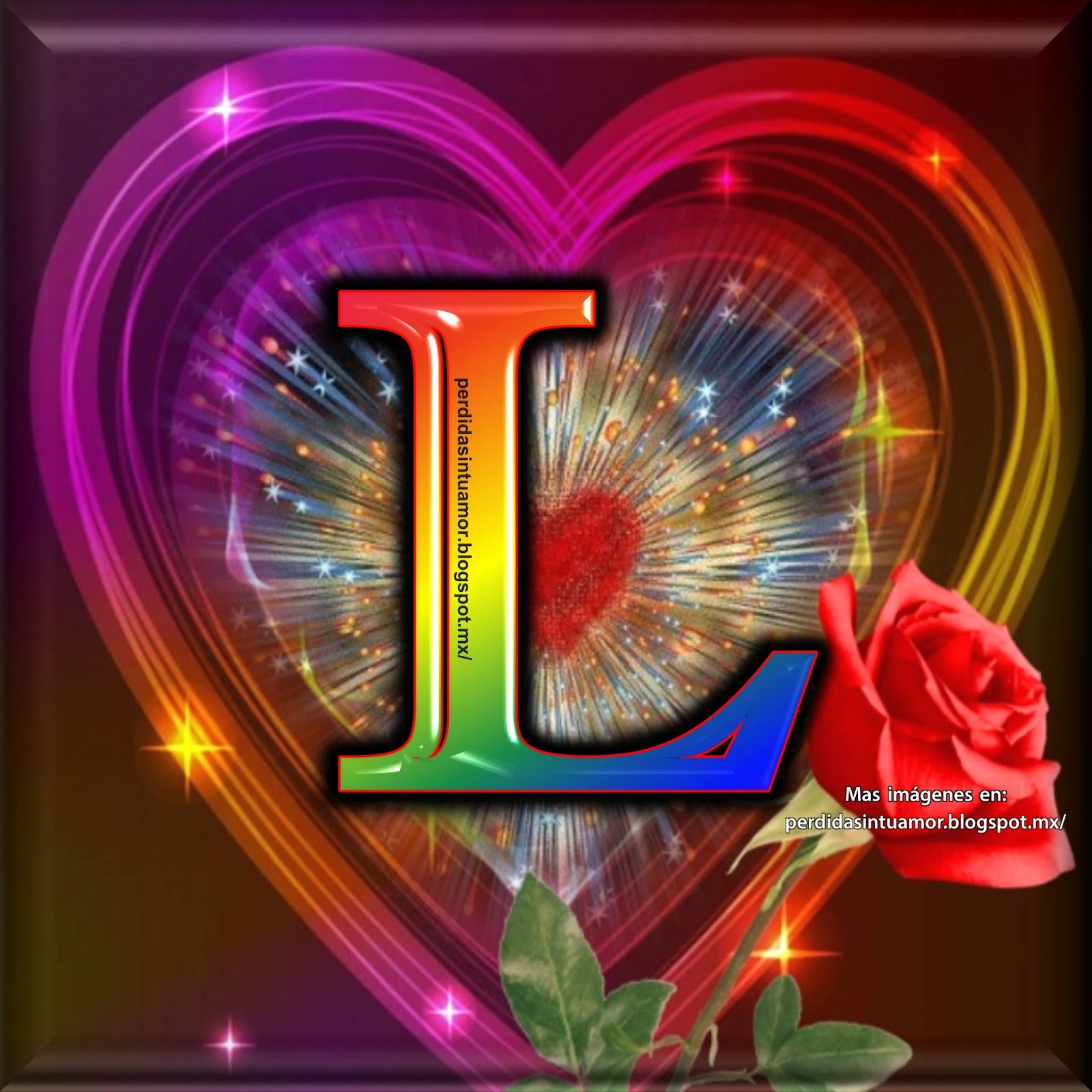 INICIALES Y NOMBRES PARA TI: CORAZÓN DE COLORES CON TU INICIAL