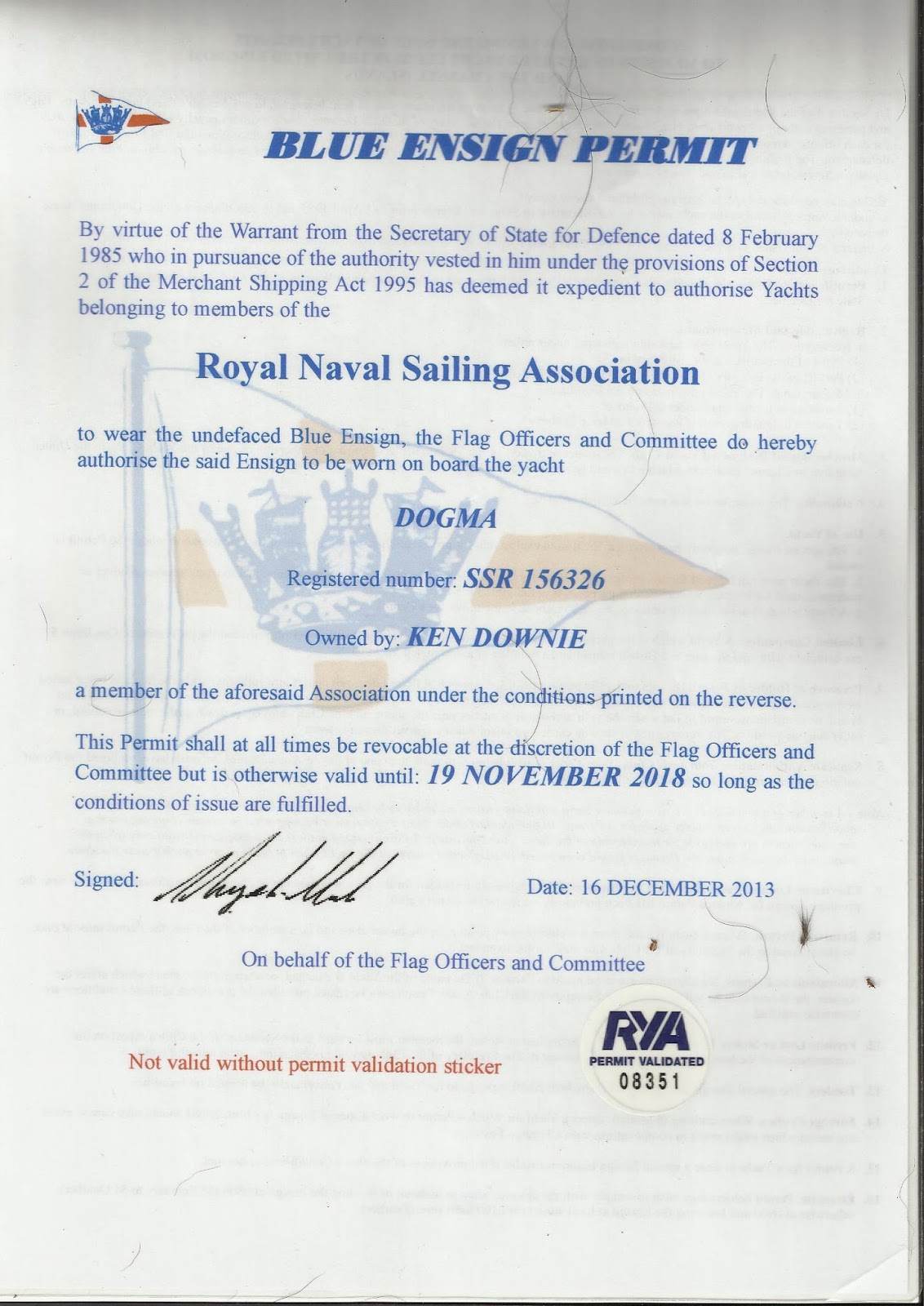 Badger Sandwiches: Blue Ensign Permit