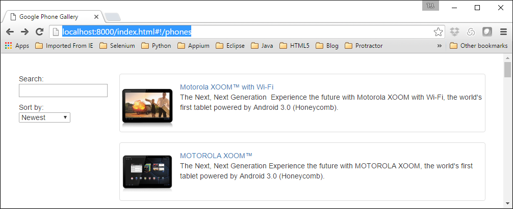 Adventures in Automation: Playing with Protractor: Learning AngularJS by setting up the PhoneCat ...