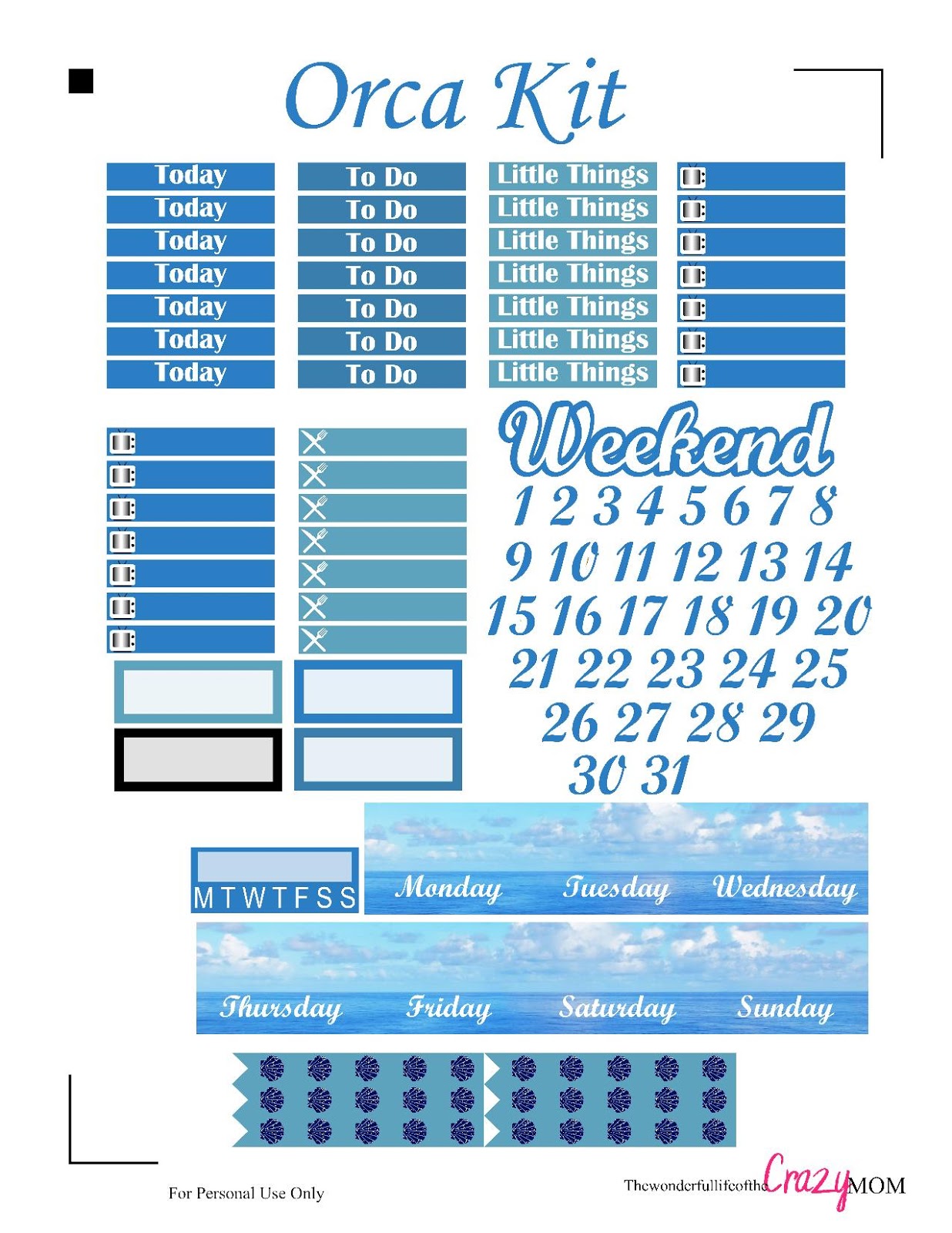 The Wonderful Life of the Crazy Mom: Free Orca Happy Planner Printable ...