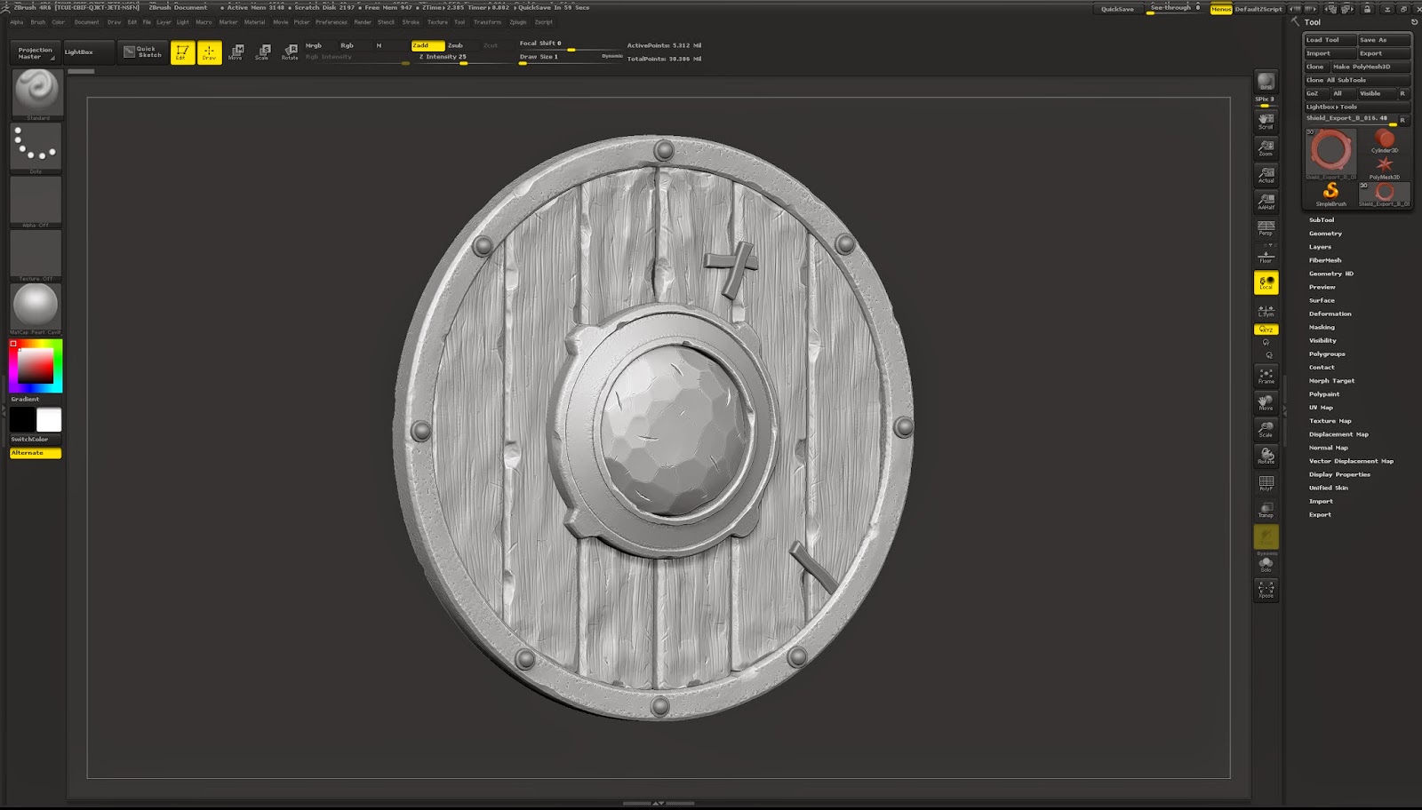 Martin Giles Art: Fantasy Stylised Shield Zbrush Project