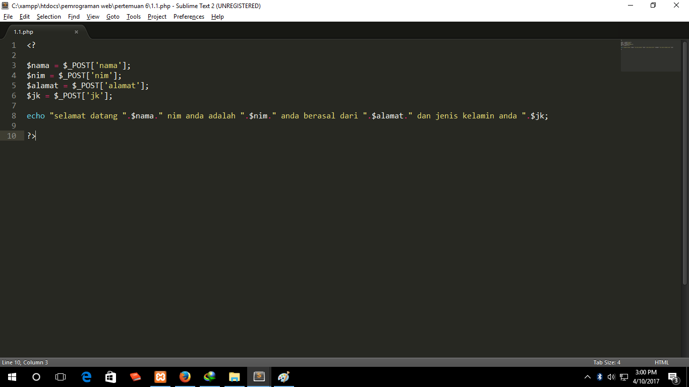 Pemrograman Web (validasi nama, nim, alamat, dan jenis kelamin menggunakan javascript)