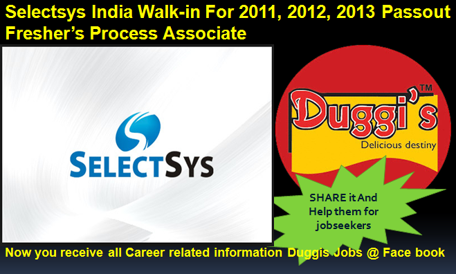 Duggis Jobs: Selectsys India Walkin For 2011, 2012, 2013 Passout ...
